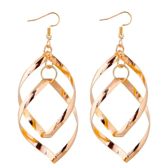 Jewelry | Gold Twisted Rhombus Earrings | Poshmark